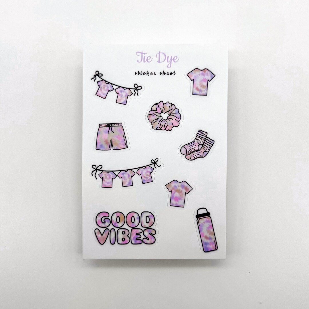 Tie Dye Themed Sticker Sheet | Journaling Stickers | Trendy Sticker ...