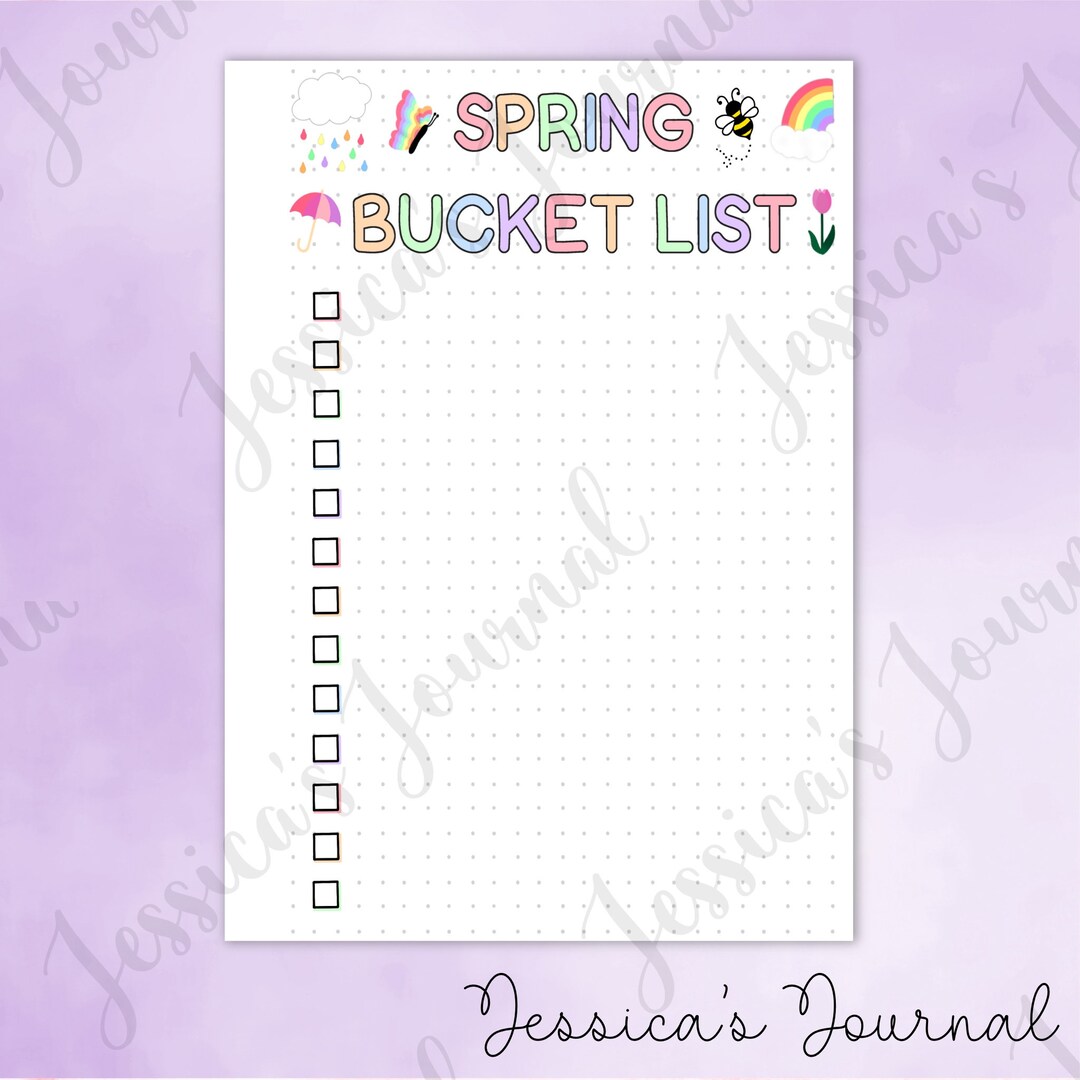 DIGITAL DOWNLOAD | PDF | Spring Bucket List | Jessica's Journal Spread ...