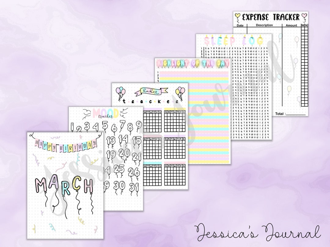 DIGITAL DOWNLOAD | PDF | March Birthday Themed Journal Spreads ...