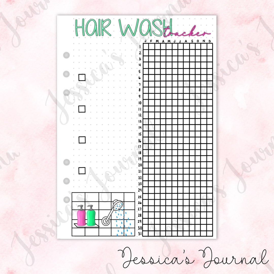 Hair Wash Tracker | Jessica's Journal Spread - Etsy