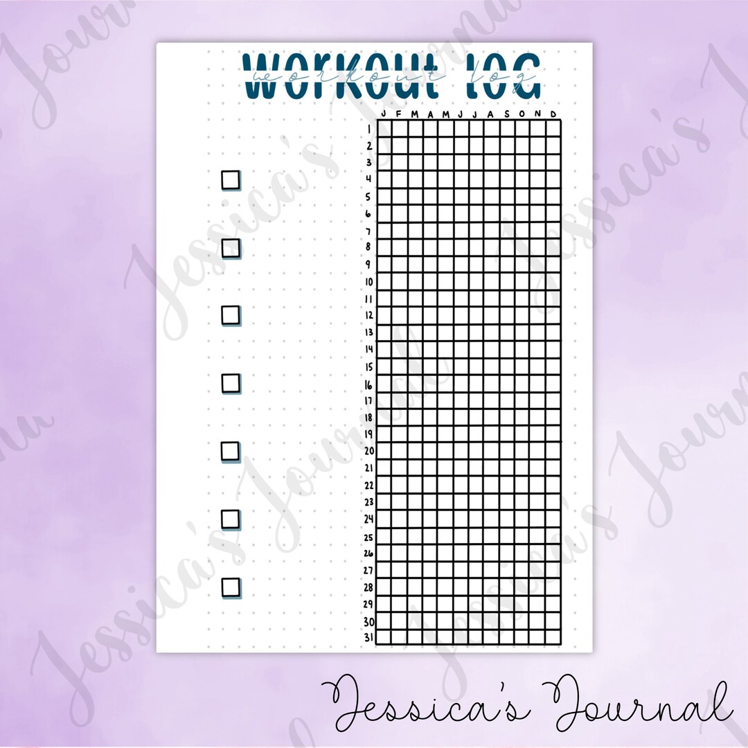 DIGITAL DOWNLOAD | PDF | Yearly Workout Log Tracker | Jessica's Journal ...
