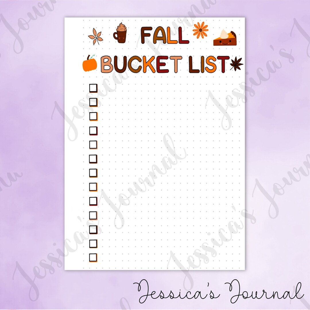 DIGITAL DOWNLOAD | PDF | Fall Bucket List | Jessica's Journal Spread - Etsy