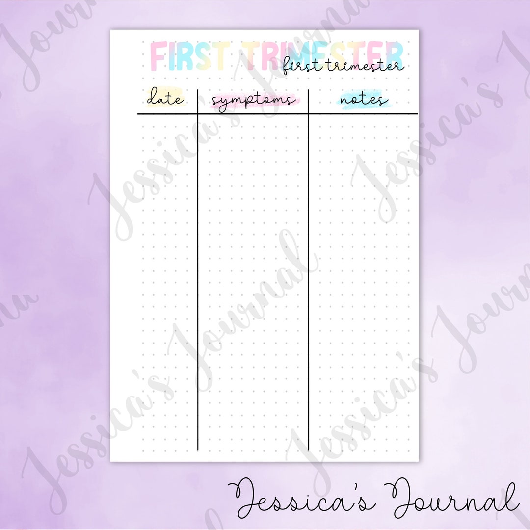 DIGITAL DOWNLOAD | PDF | First Trimester Tracker | Pregnancy Spread ...