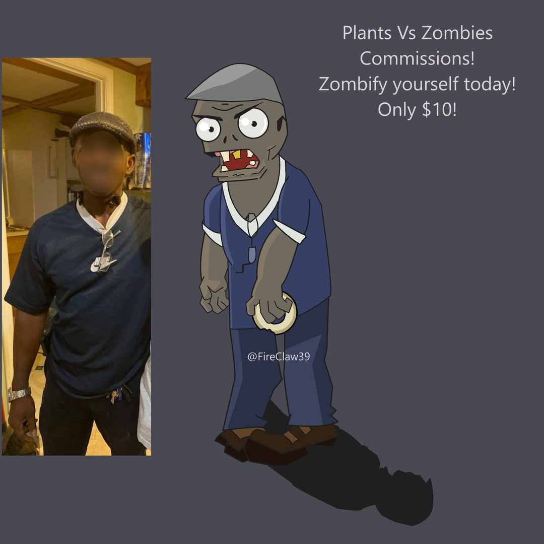 Plants Vs Zombies-zombify Yourself Funny Custom Portrait/drawing Gift ...
