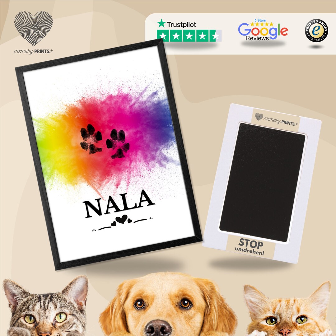 Paw Print Set & Poster color-splash Gift Dog - Etsy