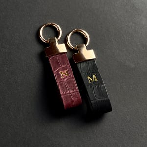 Personalized Leather Keychain, Custom Initials Leather Key Holder, New ...