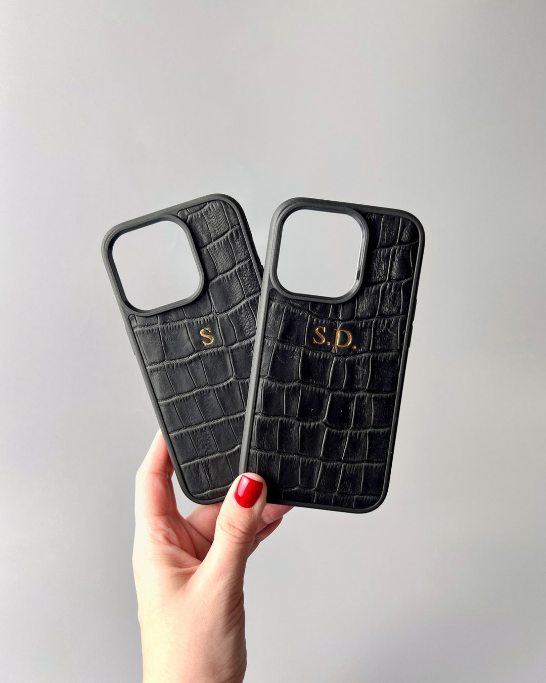 Personalized Genuine Leather iPhone Case, Stamped Crocodile iPhone 16 ...