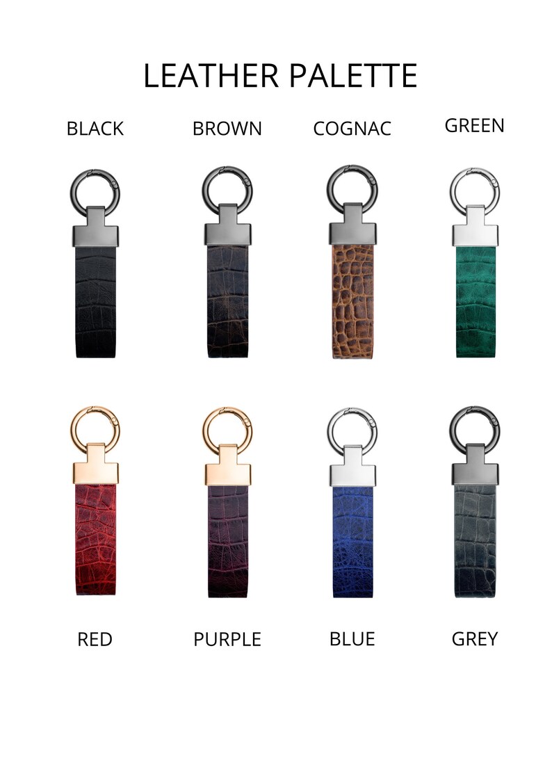 Personalized Leather Keychain, Crocodile Leather Key Fob, Custom ...