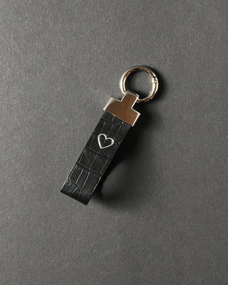 Personalized Leather Keychain, Crocodile Leather Key Fob, Custom ...