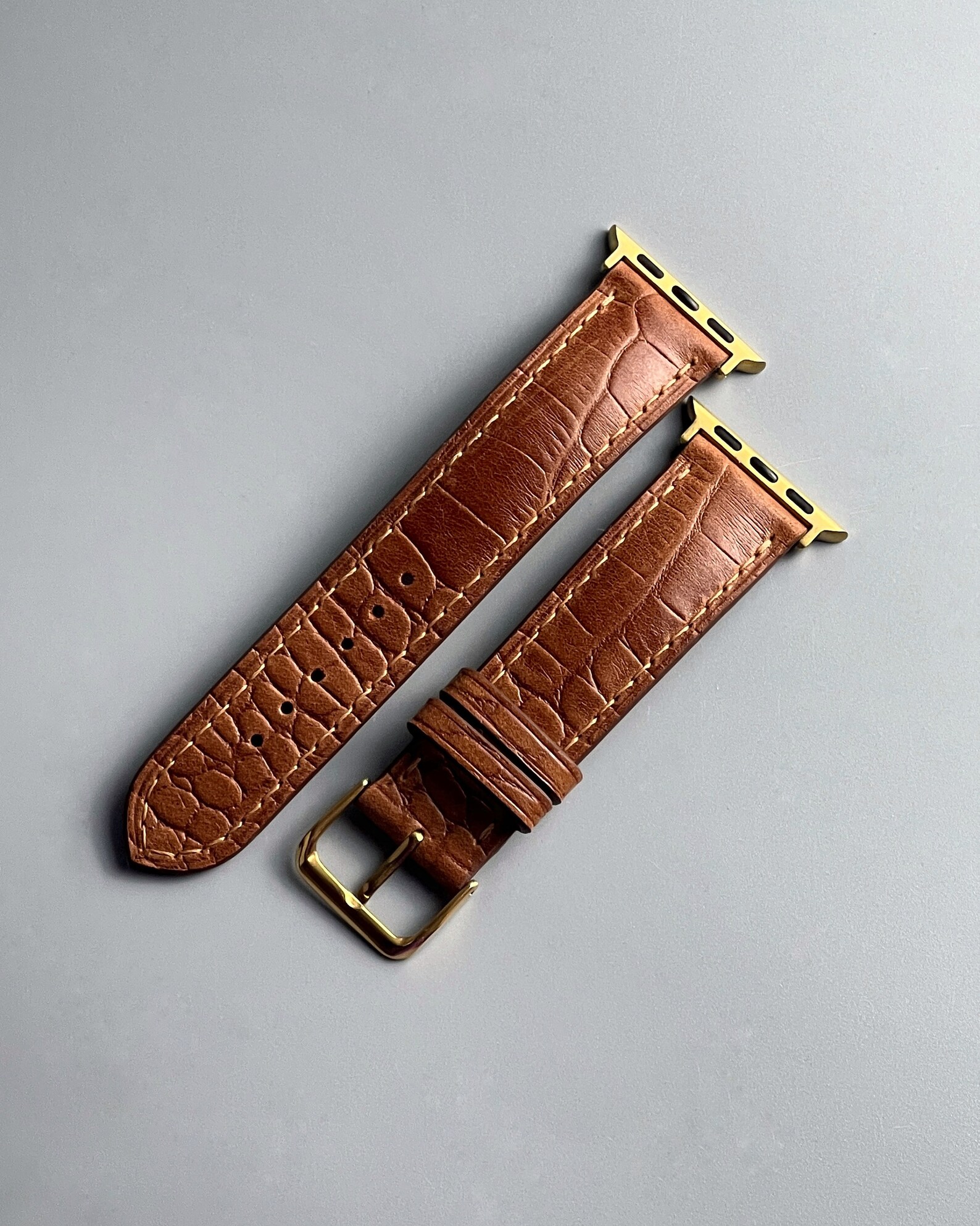 Cognac Leather Apple Watch Band, Full Grain Leather Watch Band, Padded ...