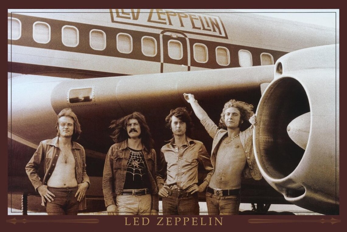 Vintage Led Zeppelin Starship Airplane Poster, All Four Members Classic ...