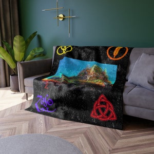 Crushed Velvet Led Zeppelin Pagan Sigils Blanket, Swan Song Velvet ...