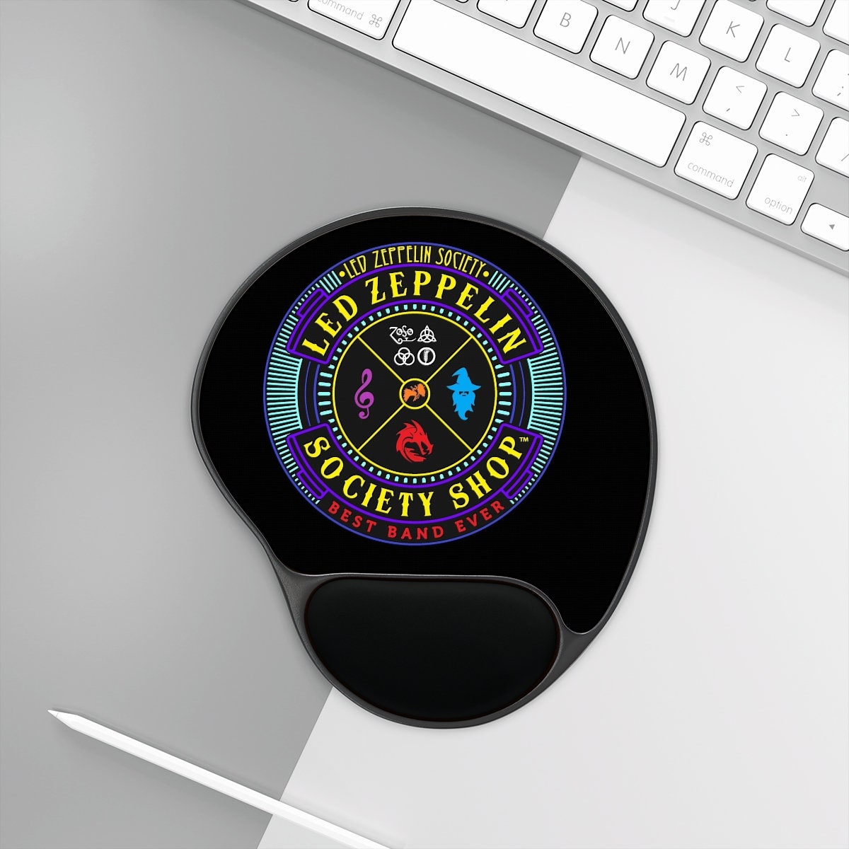 Mouse Pad With Memory Foam Wrist Rest, Led Zeppelin Society Shop Logo ...