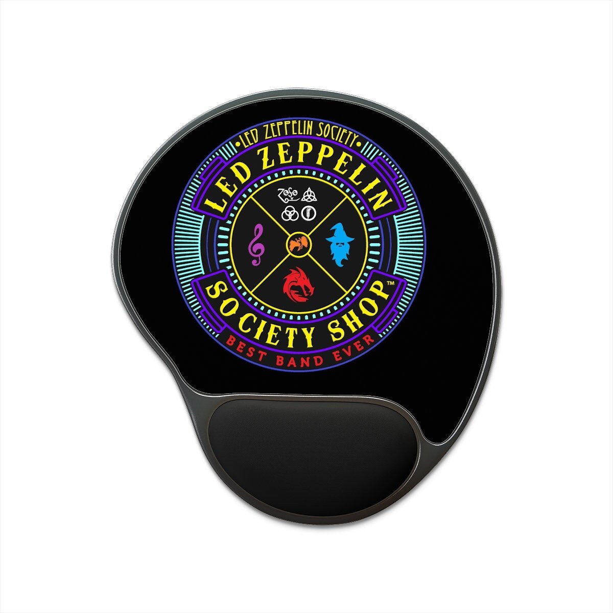 Mouse Pad With Memory Foam Wrist Rest, Led Zeppelin Society Shop Logo ...