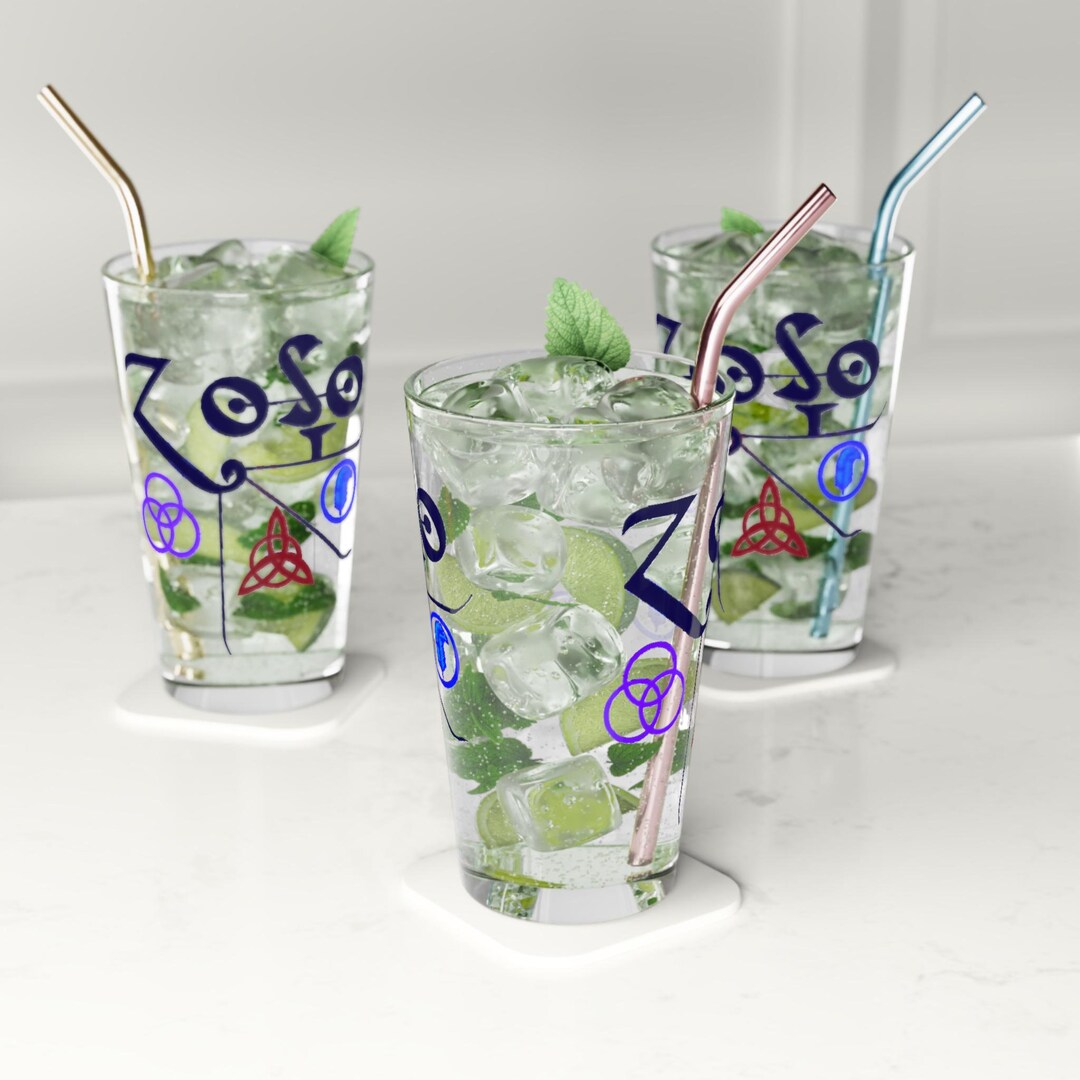 Led Zeppelin Astrological Sigils Pint Glass, 16 Oz Clear Drinkware for ...