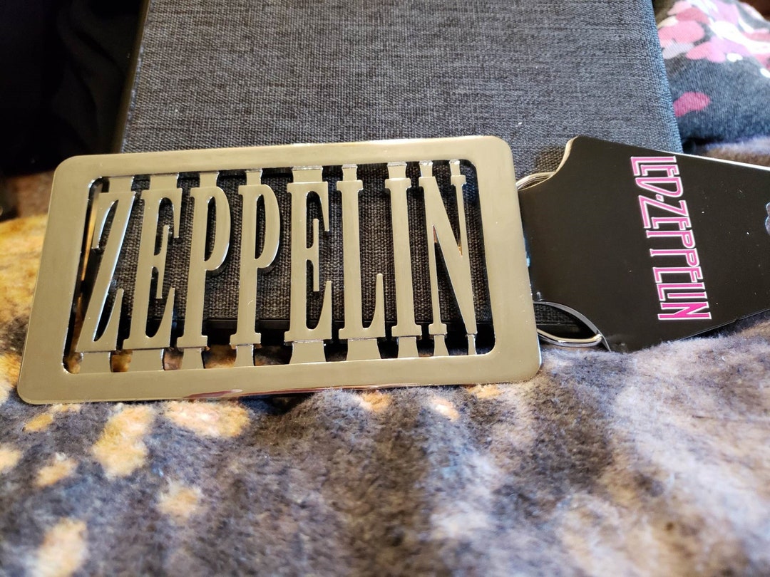 Rectangle Zeppelin Logo Silver Chrome Style Belt Buckle, Official Led ...