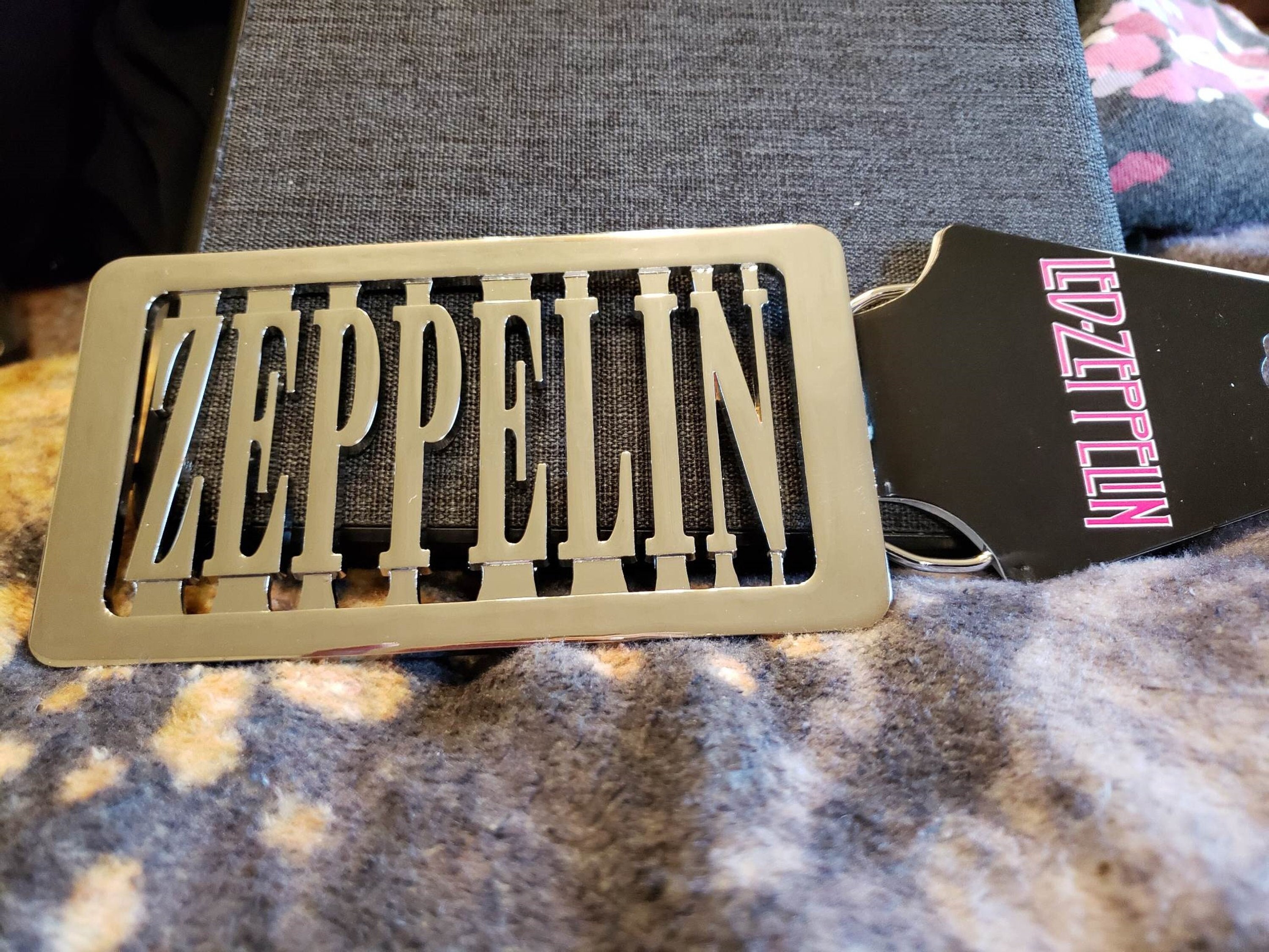 Rectangle Zeppelin Logo Silver Chrome Style Belt Buckle, Official Led ...