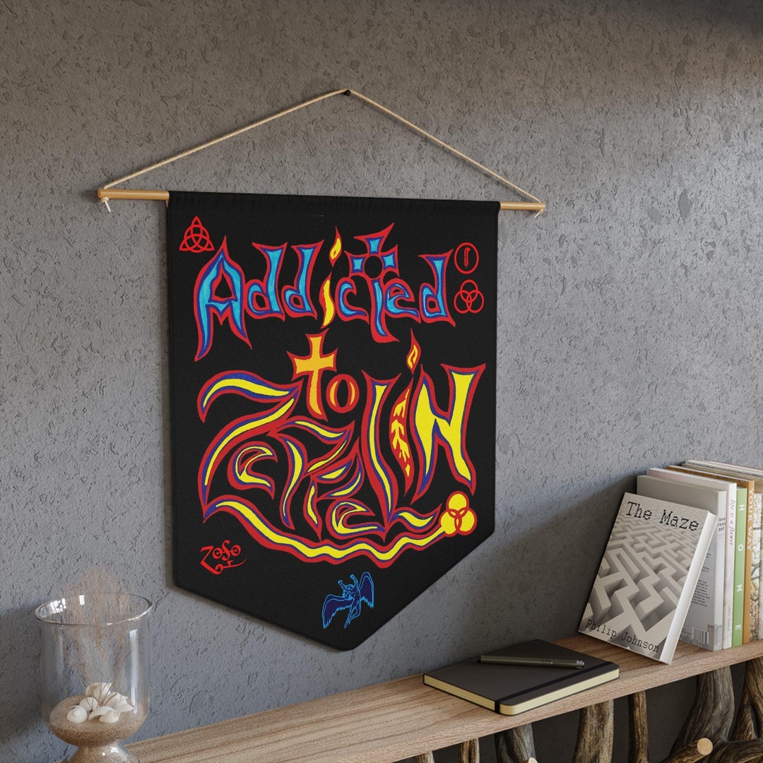 Rock Pennant "addicted to Zeppelin" Swan Song Wall Hanging Home Decor ...