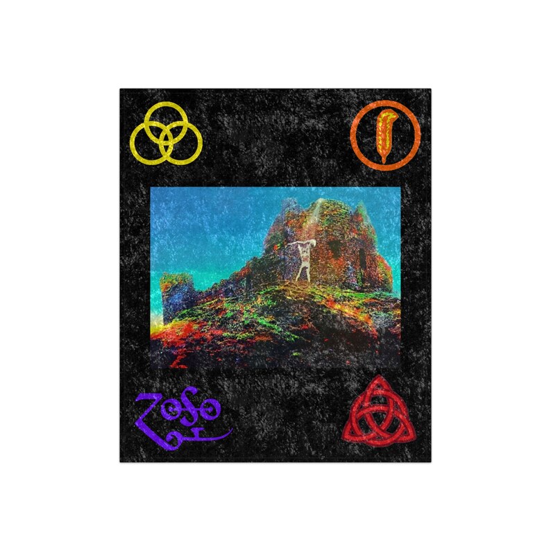 Crushed Velvet Led Zeppelin Pagan Sigils Blanket, Swan Song Velvet ...