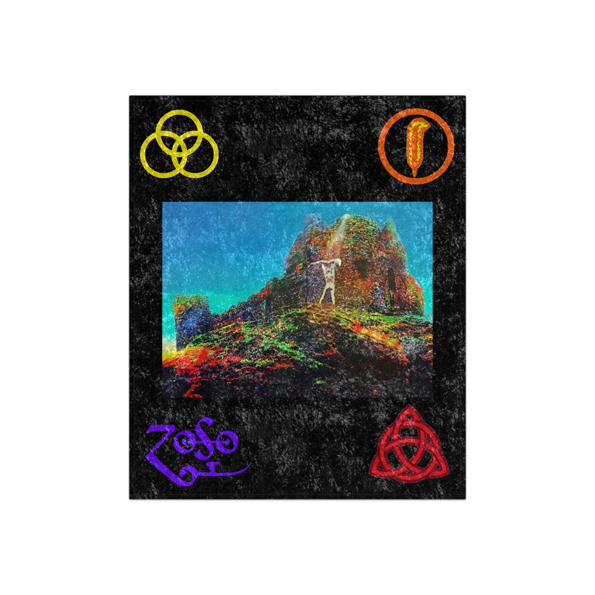 Crushed Velvet Led Zeppelin Pagan Sigils Blanket, Swan Song Velvet ...