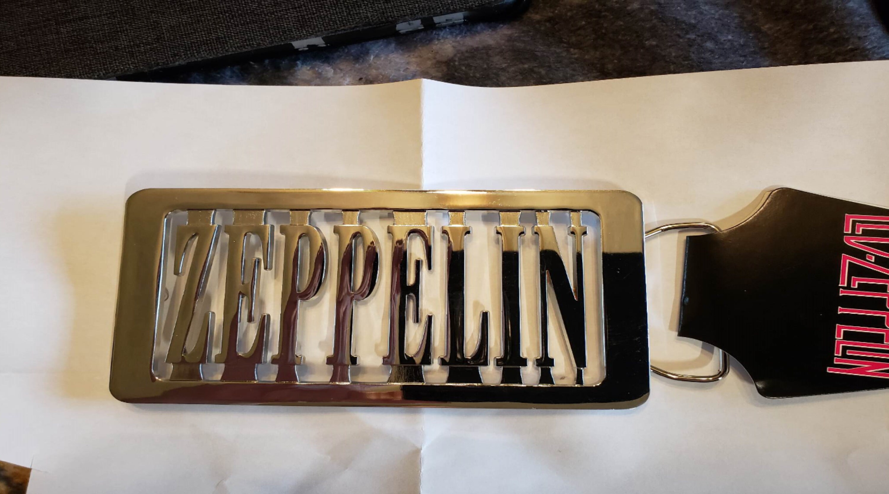 Rectangle Zeppelin Logo Silver Chrome Style Belt Buckle, Official Led ...