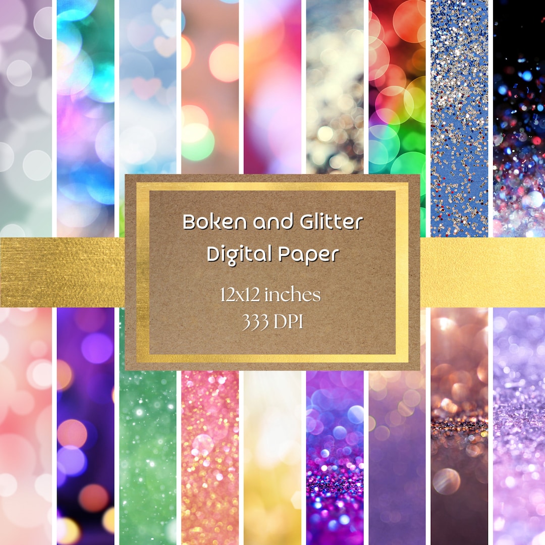 Bokeh Glitter Digital Paper and Background - Sparkle Backgrounds ...