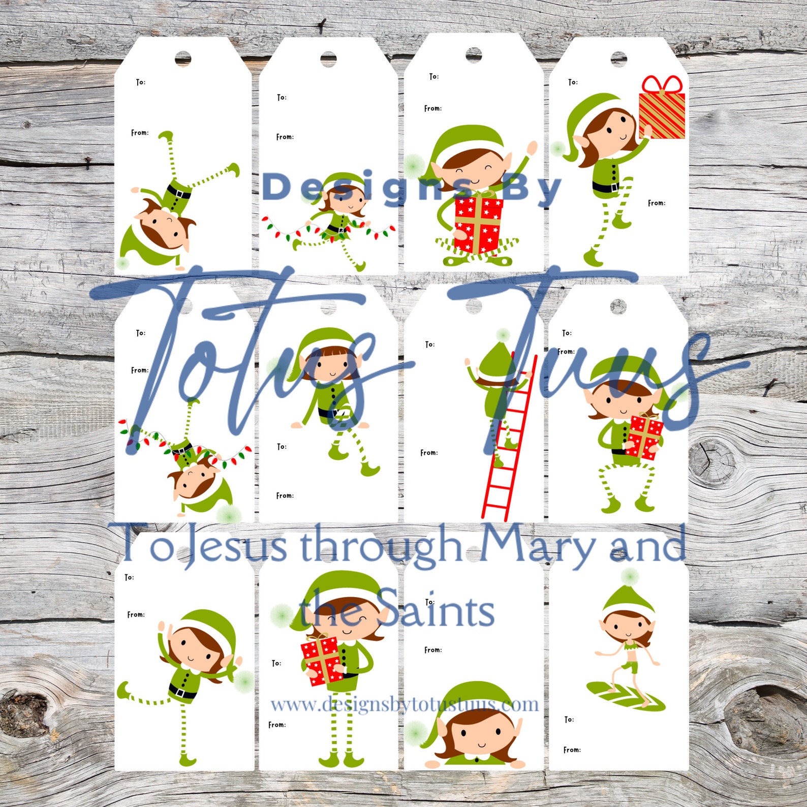 Christmas Elf Printable Gift Tags, Red and Green Elf Tags, Elf Gift ...