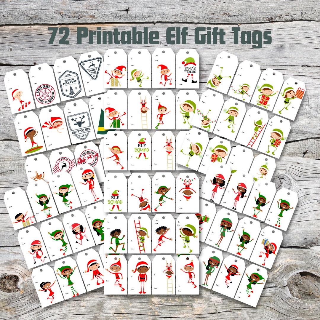 Christmas Elf Printable Gift Tags, Red and Green Elf Tags, Elf Gift ...