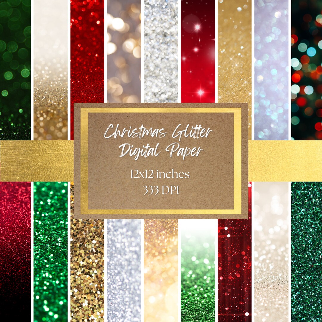 Christmas Glitter Digital Paper and Background - Sparkle Backgrounds ...