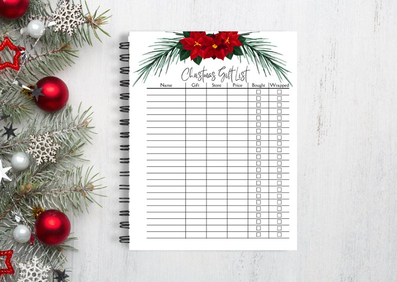 Ultimate Christmas Gift List, Printable Christmas Gift Check List ...