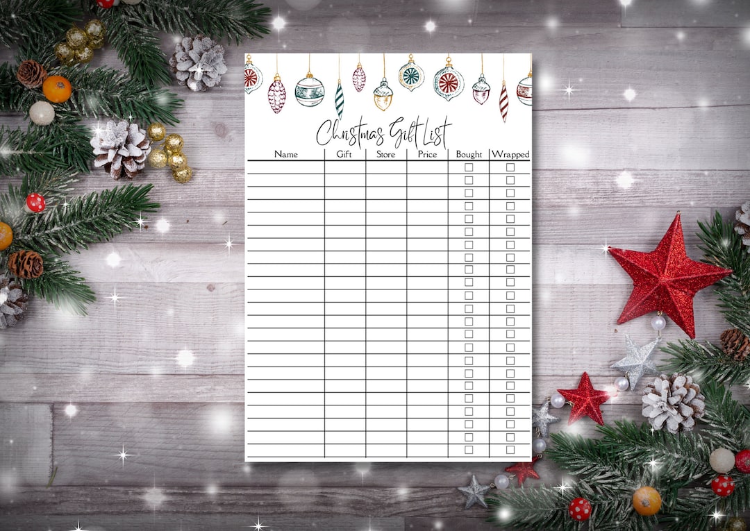 2025 Ultimate Christmas Gift List, Printable Christmas Gift Check List ...