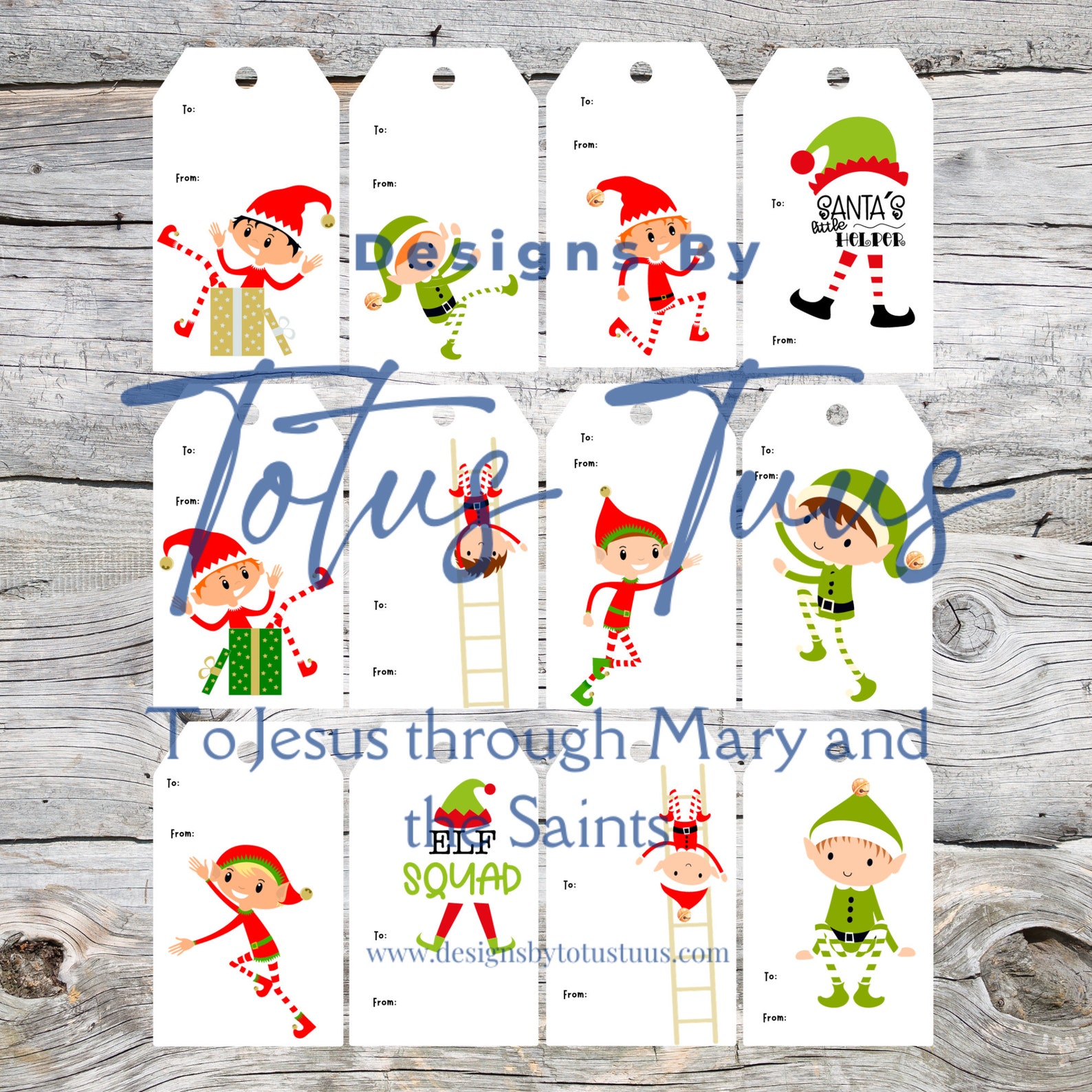 Christmas Elf Printable Gift Tags, Red and Green Elf Tags, Elf Gift ...