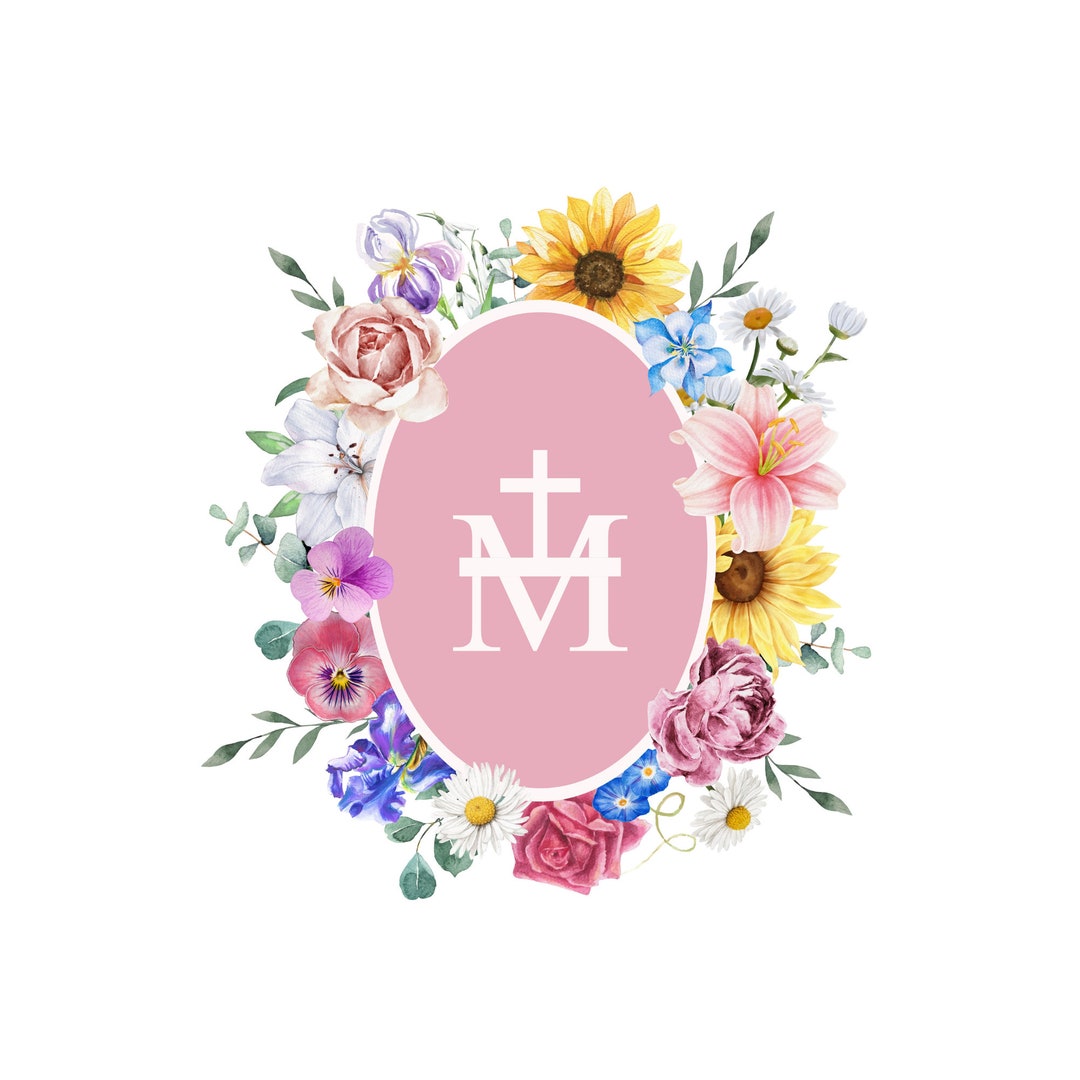 Marian Floral Sticker I Mary's Cross Sticker I Marian - Etsy