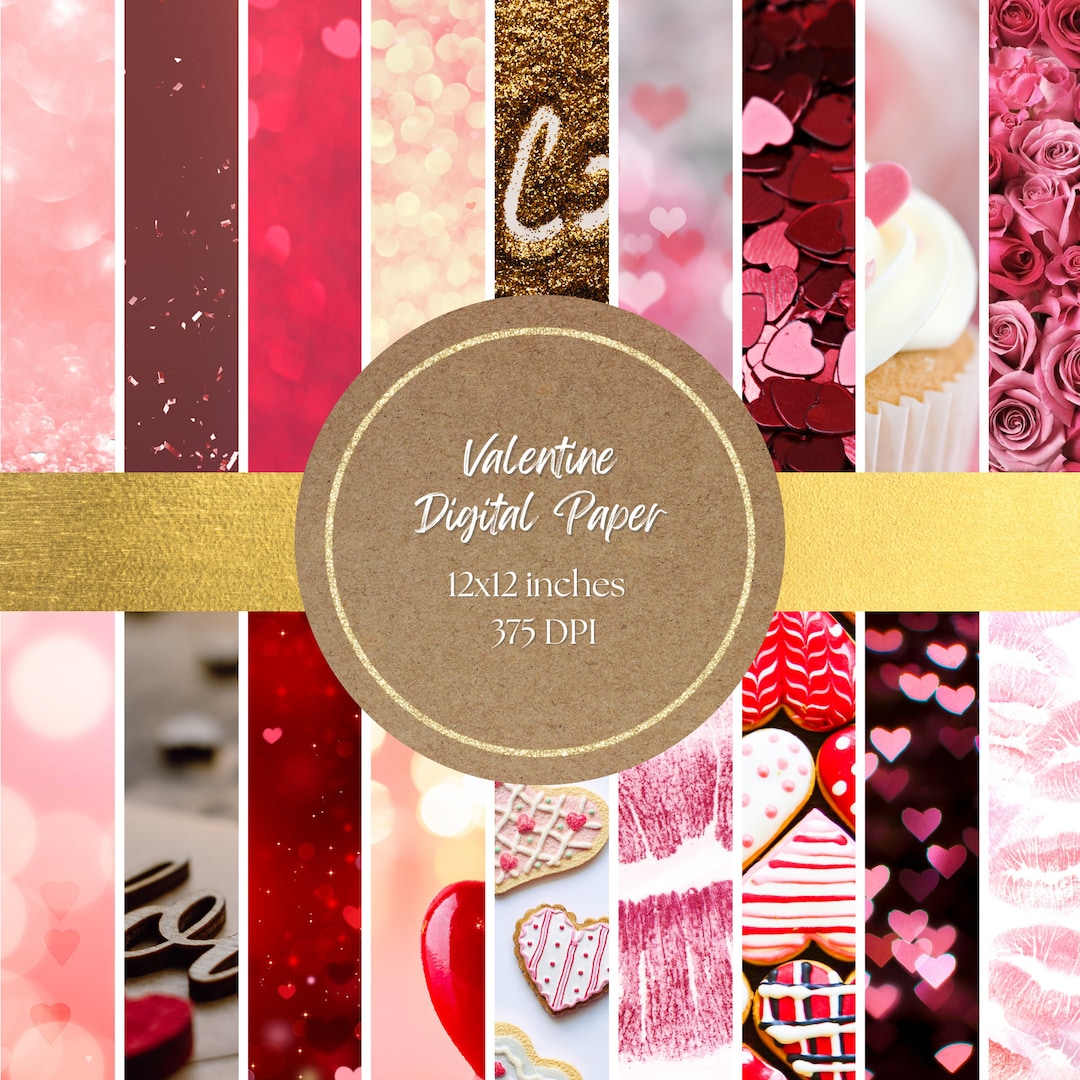 Valentine's Digital Paper and Background - Valentine's Backgrounds ...