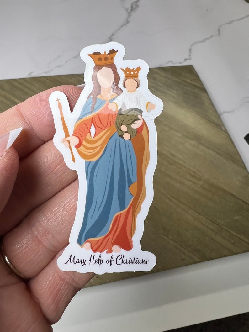 Mary Help of Christians Sticker I Mary Sticker I Marian Sticker I Catholic Sticker I Mother Mary ...