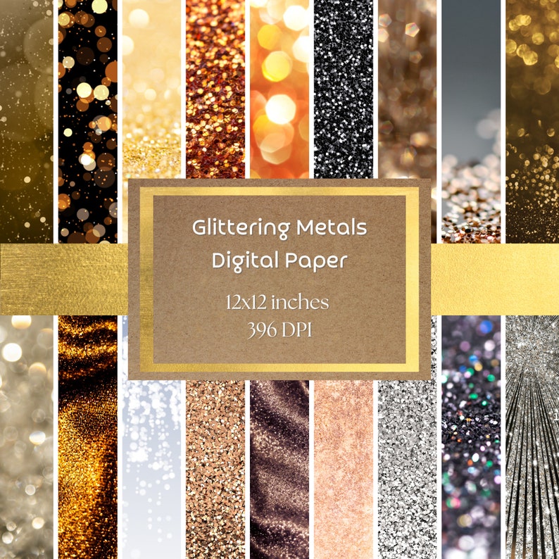 Glittering Metals Backgrounds, Digital Background - Glitter Gold ...