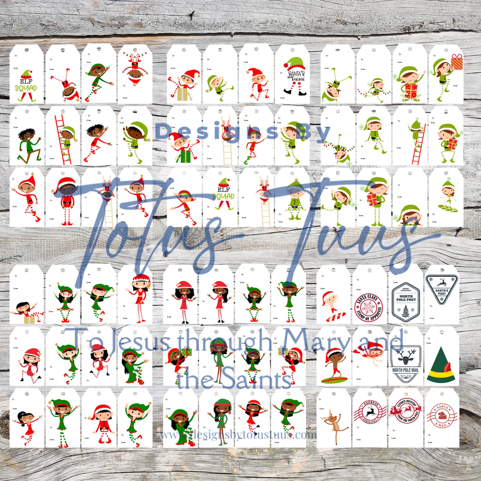Christmas Elf Printable Gift Tags, Red and Green Elf Tags, Elf Gift ...