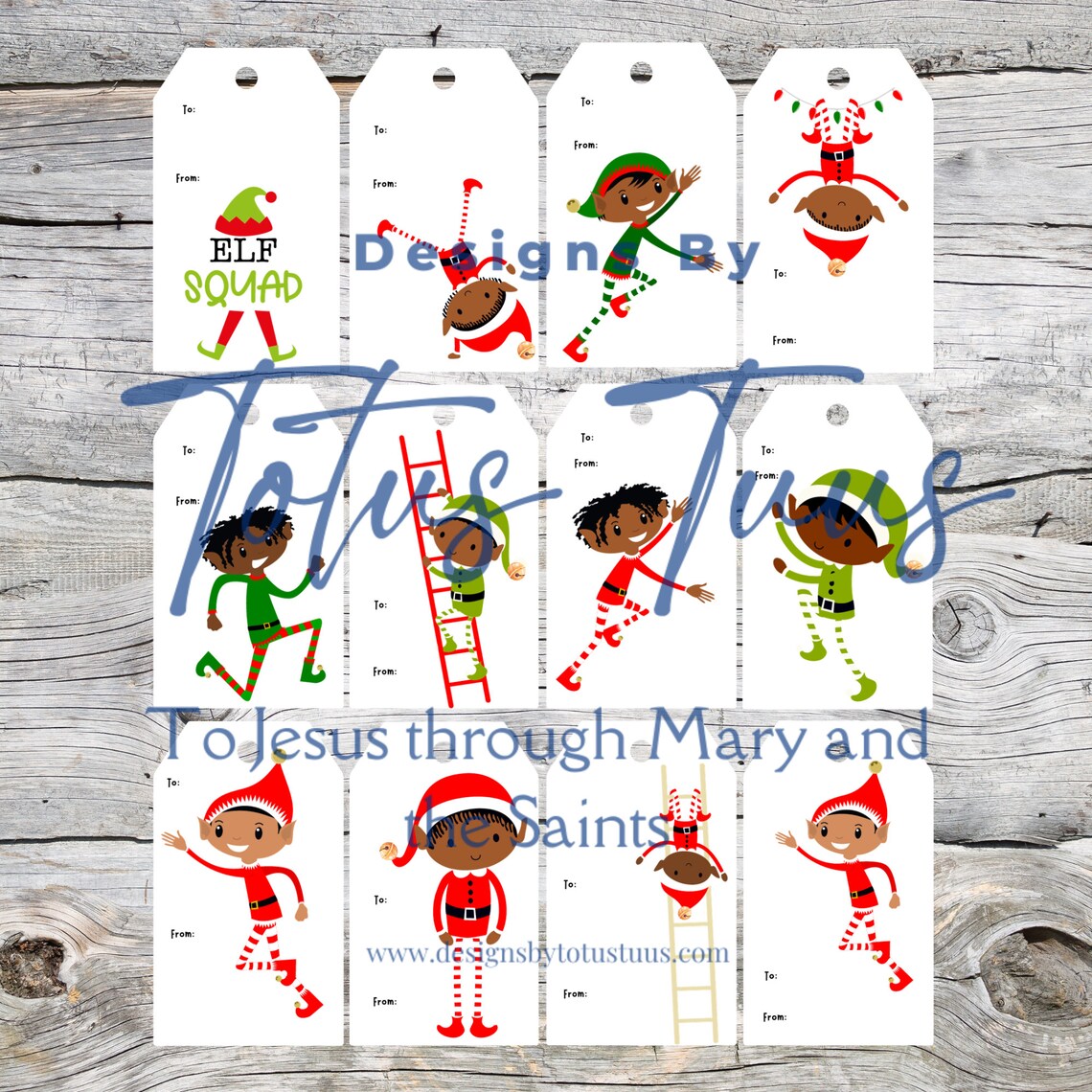 Christmas Elf Printable Gift Tags, Red and Green Elf Tags, Elf Gift ...