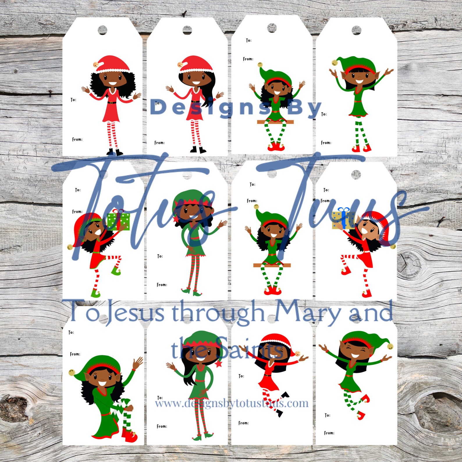 Christmas Elf Printable Gift Tags, Red and Green Elf Tags, Elf Gift ...