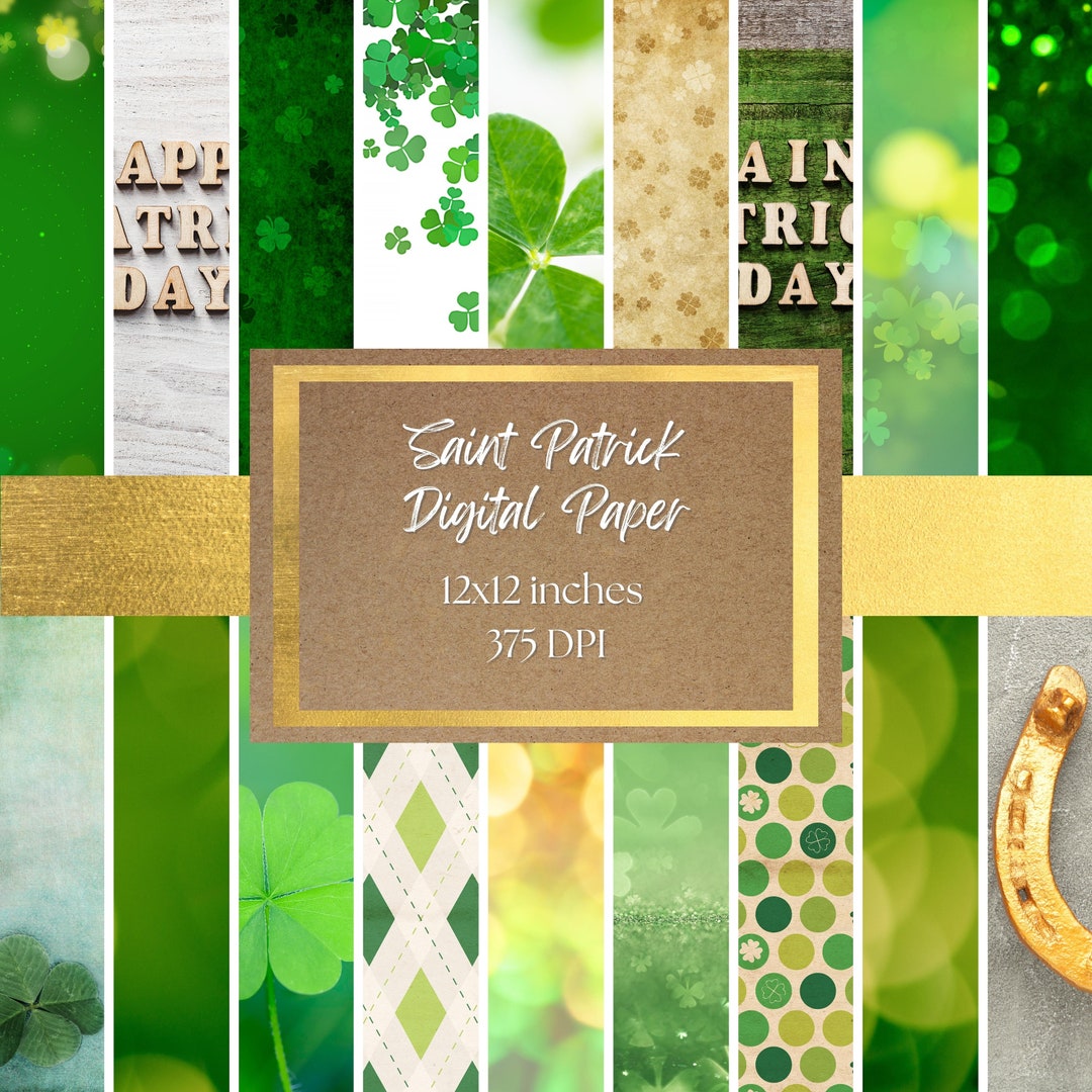 Saint Patrick Digital Paper and Background - St Patrick's Backgrounds ...