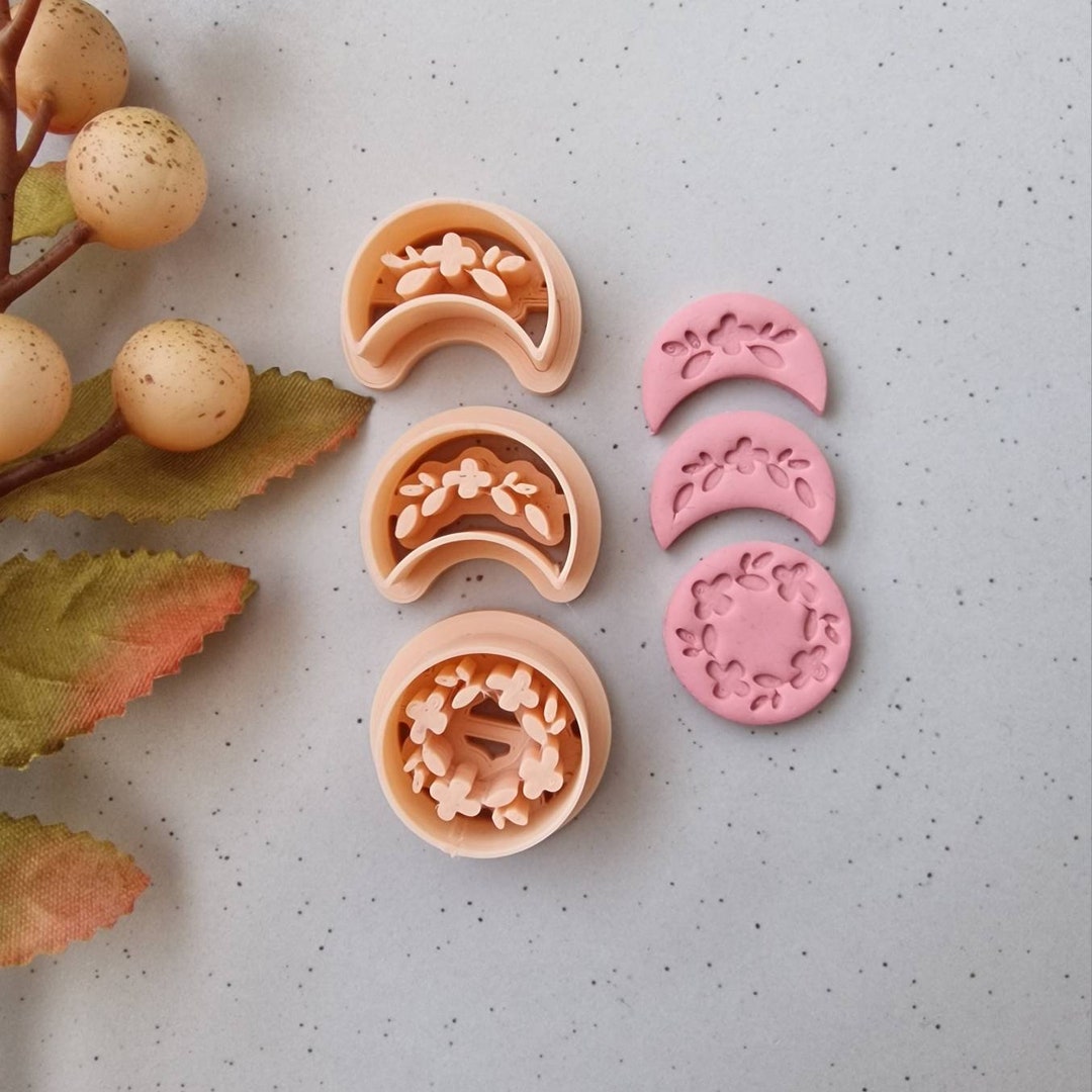 Floral Moon Phase Clay Cutters, Boho Moon Polymer Clay Cutter, Clay ...
