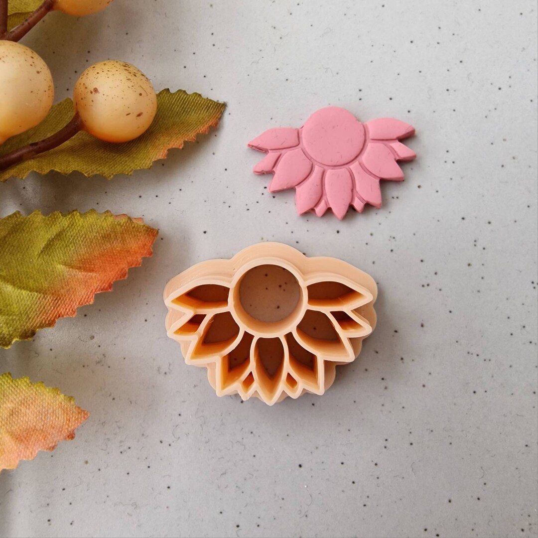 Half Sunflower Clay Cutter, Botanical Polymer Clay Cutter, Summer Clay ...