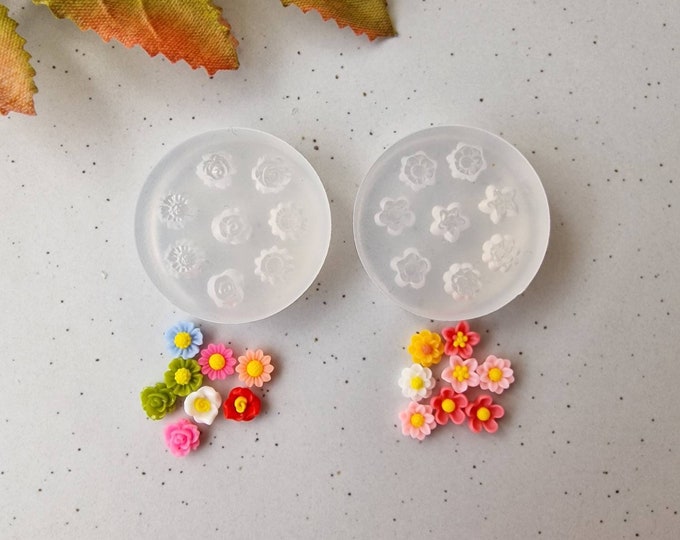 Mini 3D 6mm Flower Polymer Clay Mold, Flexible Silicone Mold, 3D Flower ...