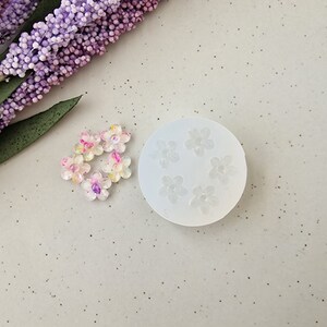 Mini 3D 9mm Flower Polymer Clay Mold, Flexible Silicone Mold, Flower ...