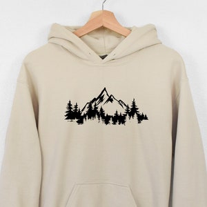 Mountain Trees View Hoodie, Mountain Hoodie, Adventure Hoodie, Camping ...