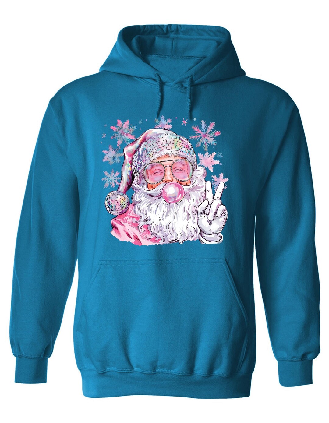 Santa Blowing Bubble Hoodie, Pink Santa Hoodie, Christmas Bubble Gum ...