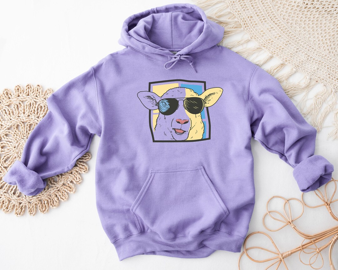 Sheep With Glasses Hoodie, Cute Sheep Hoodie, Farmer Hoodie, Sheep ...