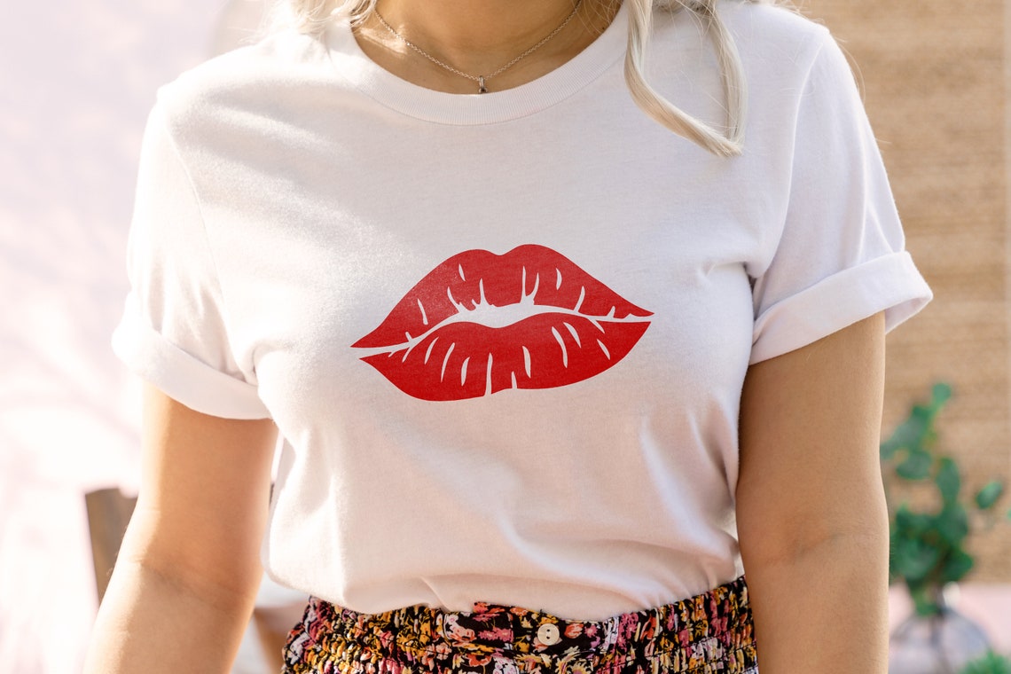 Lip Kiss Shirt Kisses Shirt Lips Shirt Kiss Shirt Red Lip | Etsy