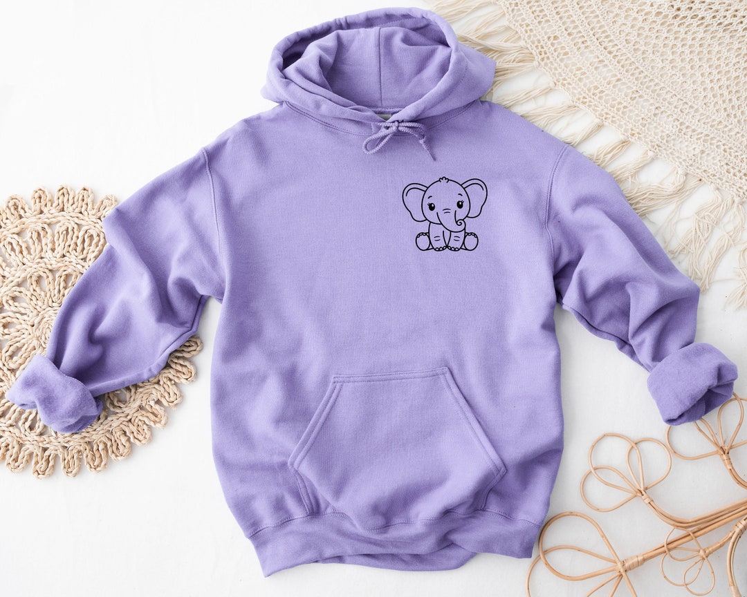 Cute Elephant Pocket Hoodie, Elephant Hoodie, Elephant Lover Hoodie ...