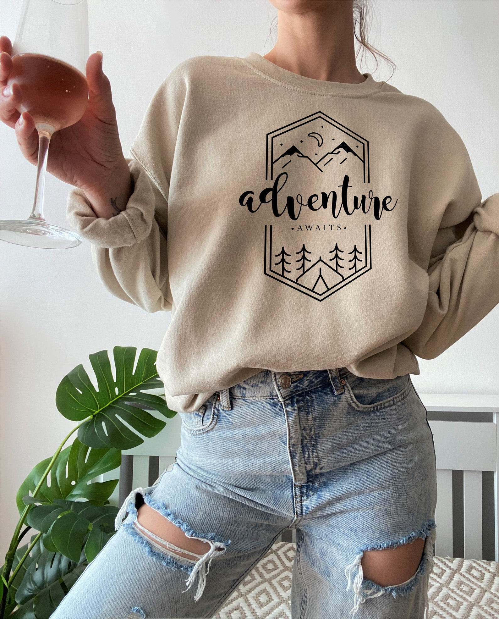 Adventure Sweatshirt Adventure Awaits Sweater Camping - Etsy